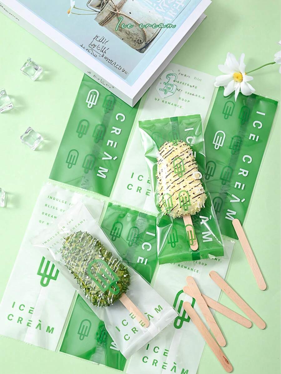 40/45/50/55/60/65/70/75pcs Green & White Mixed Ice Cream/Popsicle ...