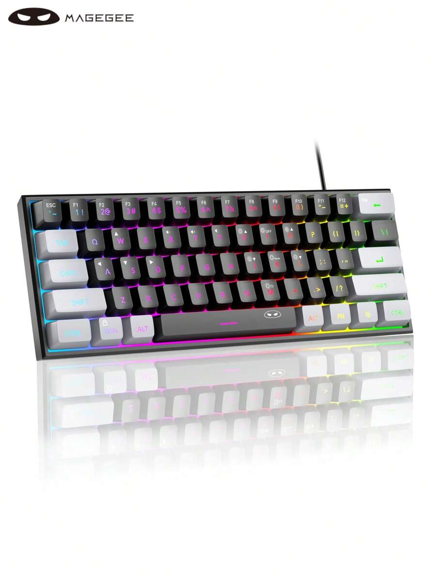 MageGee MageGee TS91 60% Compact Wired Keyboard 61 Keys RGB Backlight ...