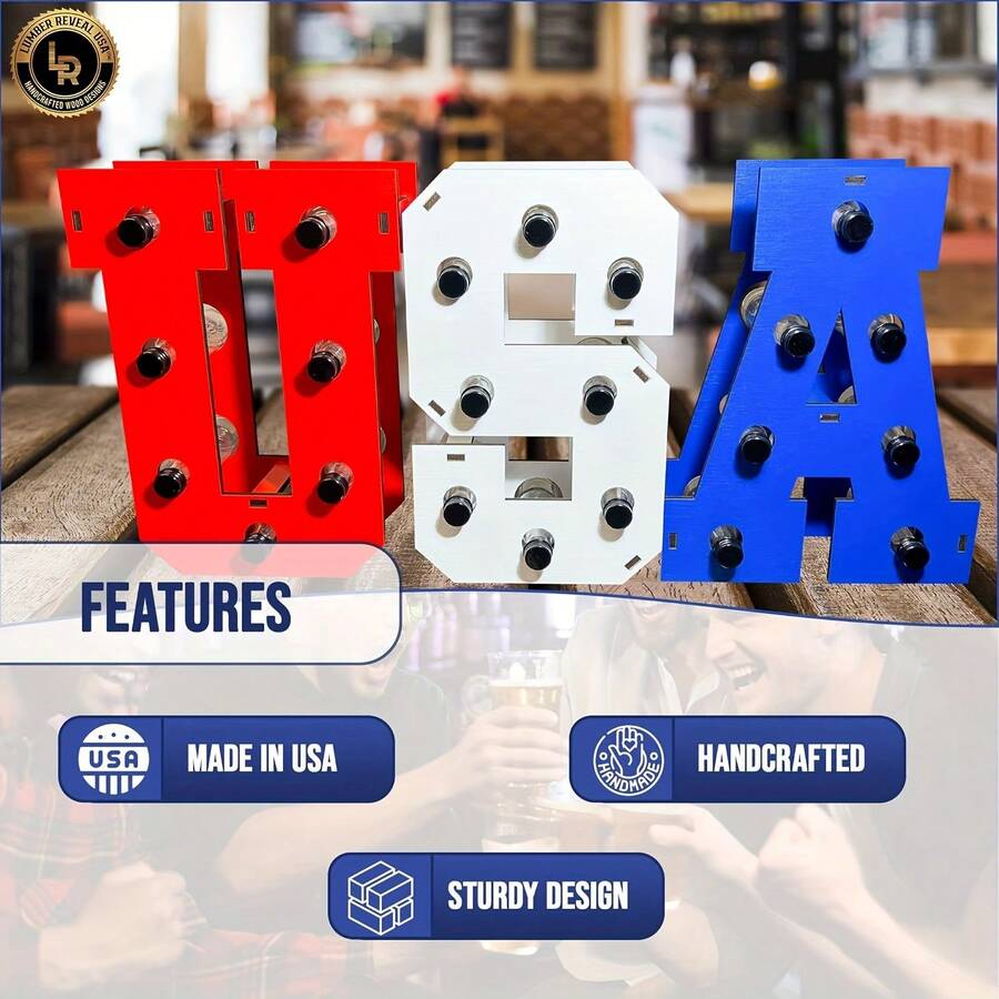 4th Of July Independence Day Red White Blue Wine Rack, USA-Shaped ...