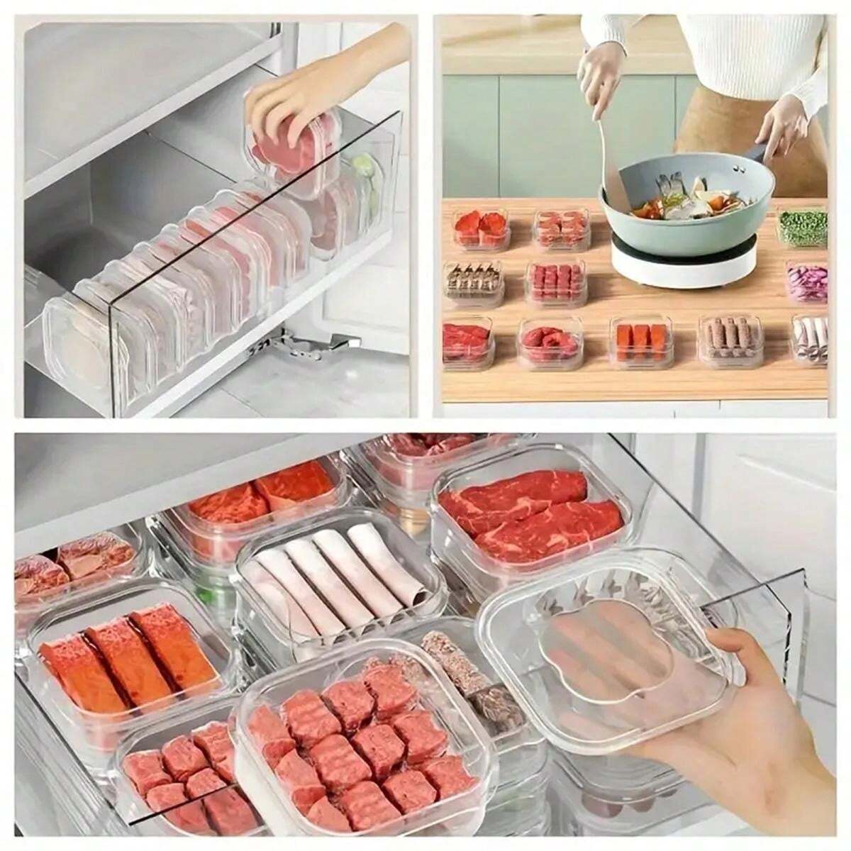 5pcs Refrigerator Storage Bins, Refrigerator Frozen Meat Storage Box ...