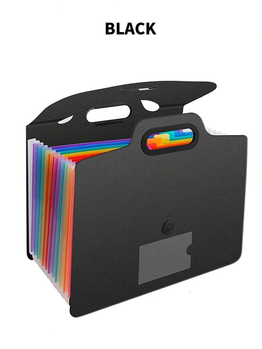 13 Grids Uncovered Flip Organ Bag A4 Multi-Layer Color Folder Office Pp ...