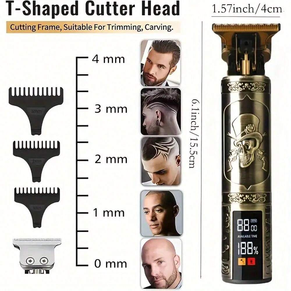 Beard Trimmer - Zero Gapped T-Blade Trimmer With LCD Display - Hair ...