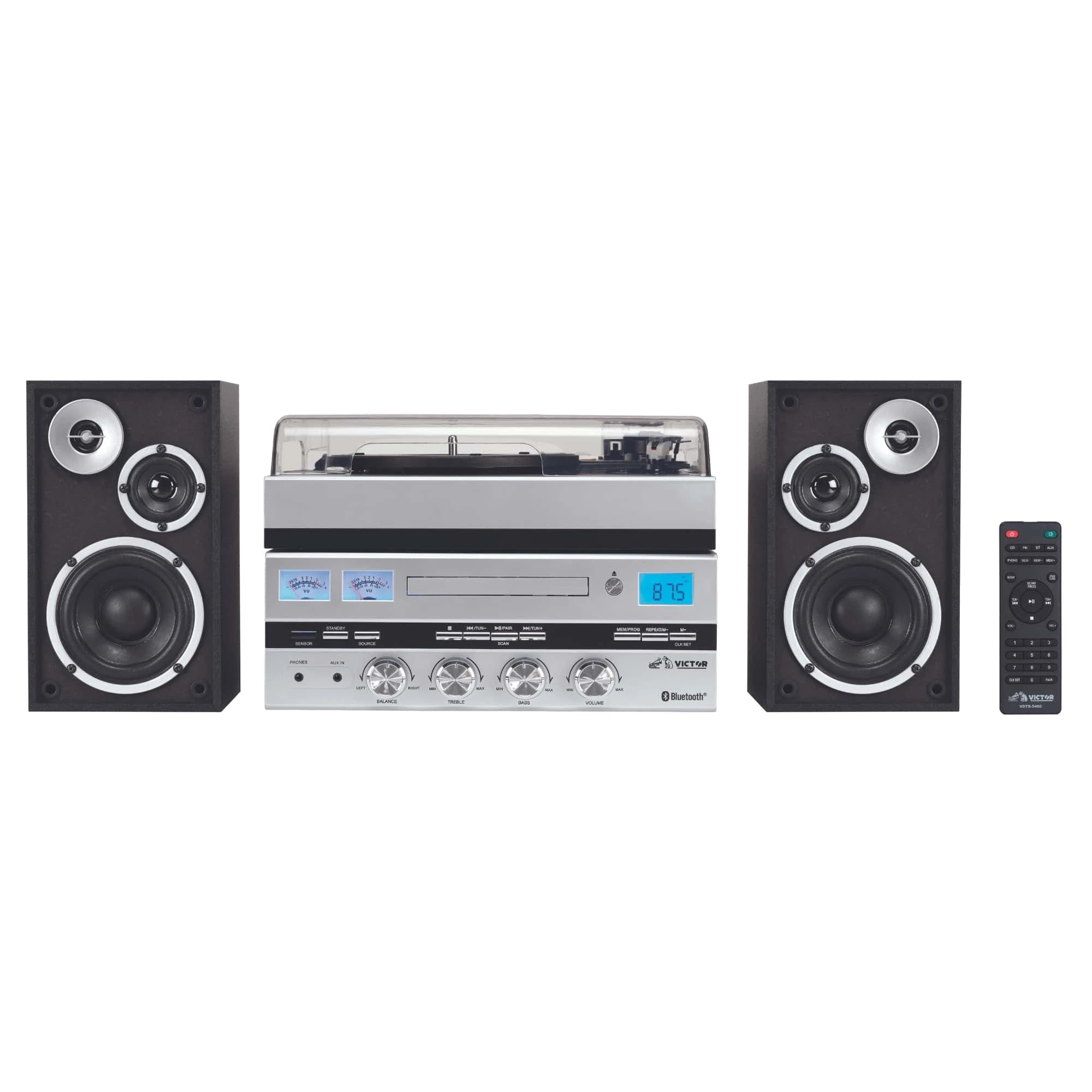 Victor Audio Geneva 5-In-1 Front-Loading CD Player Desktop Music Center ...