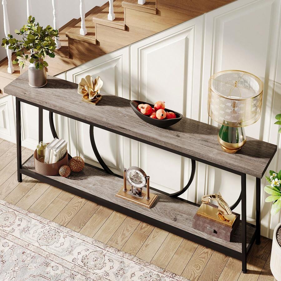 LITTLE TREE 70.9 Inch Narrow Console Table With Storage, Extra Long ...