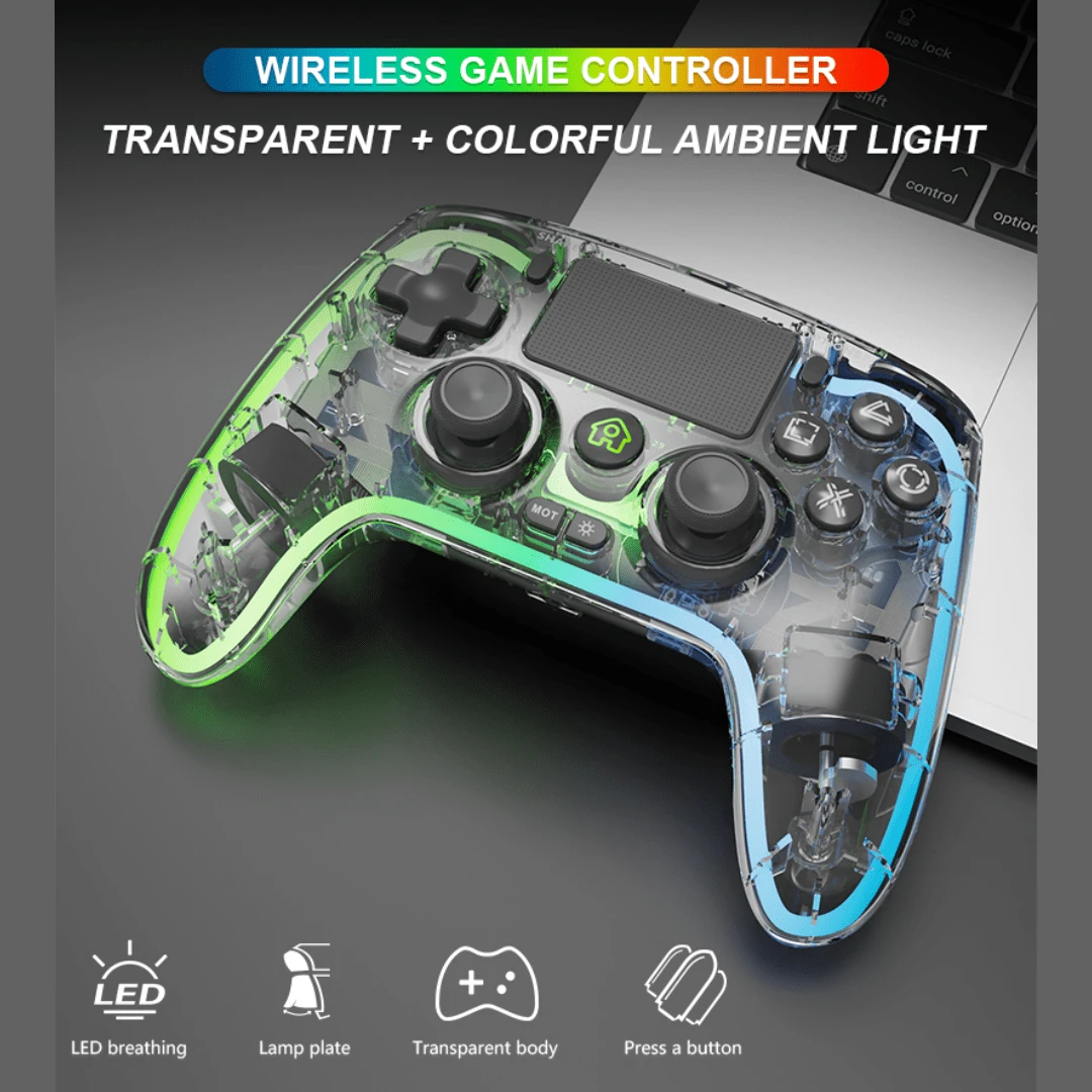 PS4 Controller, Wireless Controller For PS4 /Slim/Pro With Enhanced Dual Vibration/RGB Light/3 ...