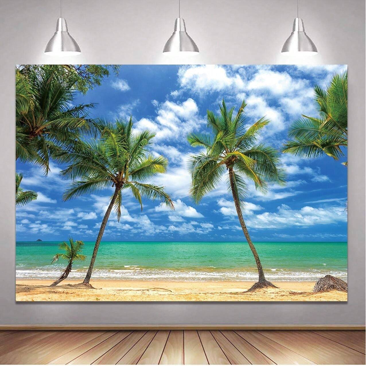 1pc 7x5FT Tropical Seaside Beach Backdrop Summer Palm Tree Photography ...