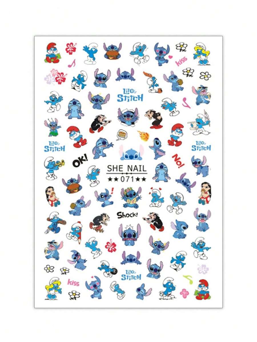 Random Style Cartoon Stitch Lilo Princess Nail Stickers Sticker Nails ...