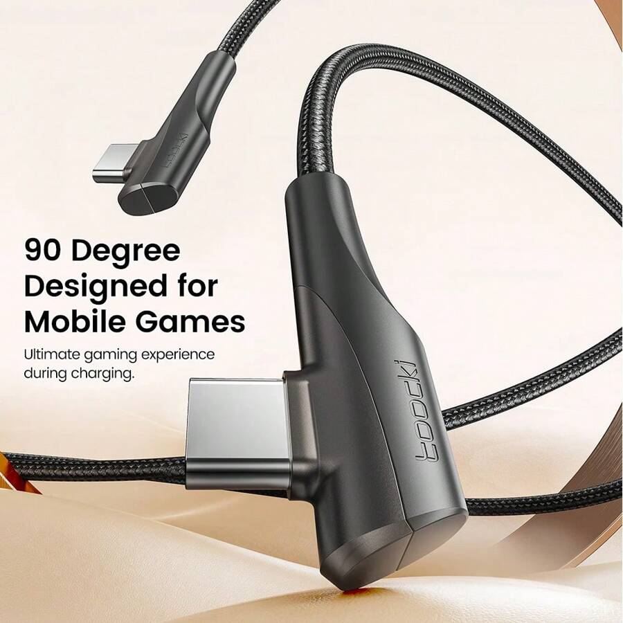 Toocki Cable USB-C a USB-C de 90 grados Toocki, doble codo 60W / 100W (5A), compatible con ...