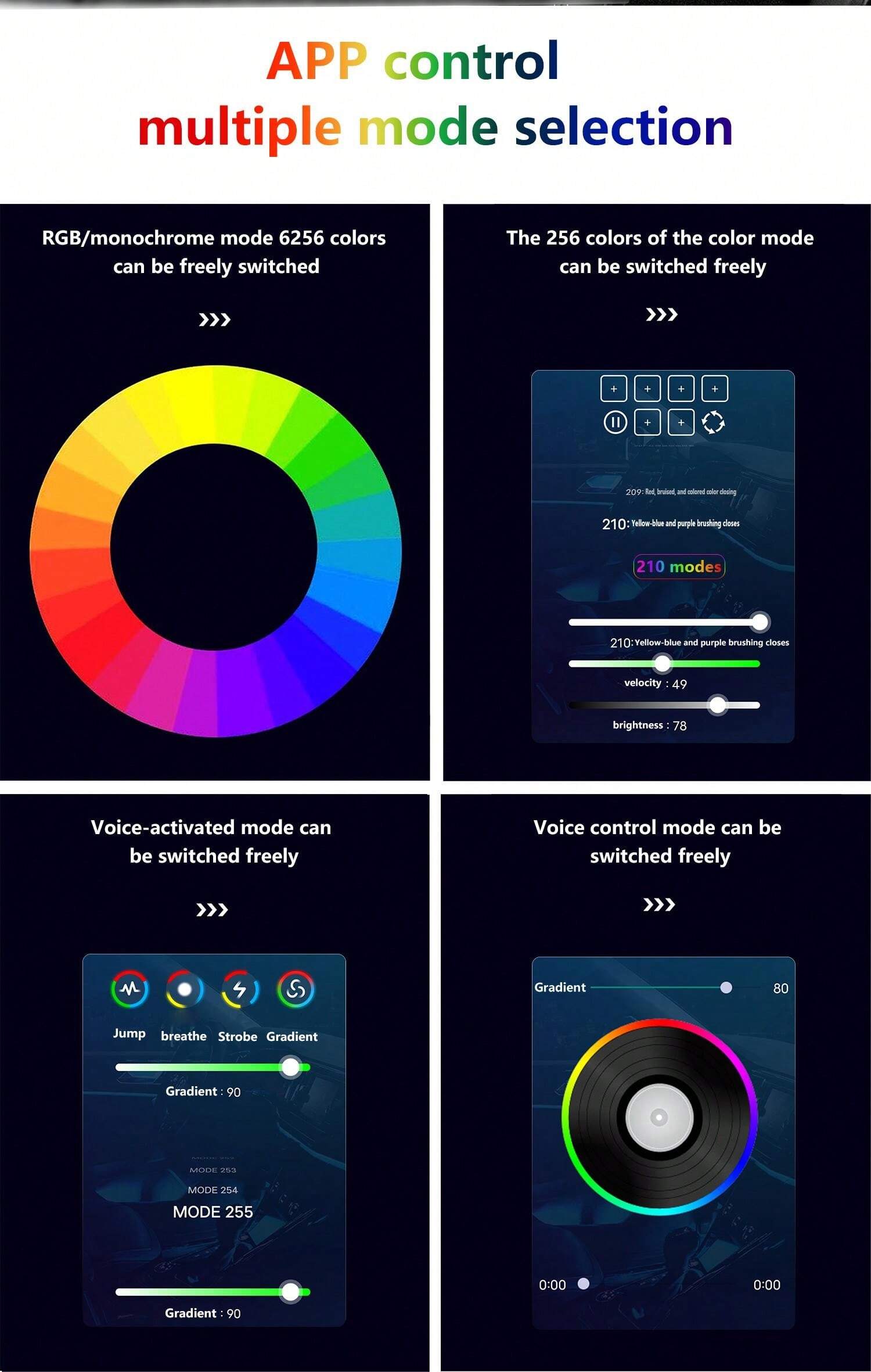 LED 64 Farben RGB Symphony Auto Ambient Licht Streamer Innere ...