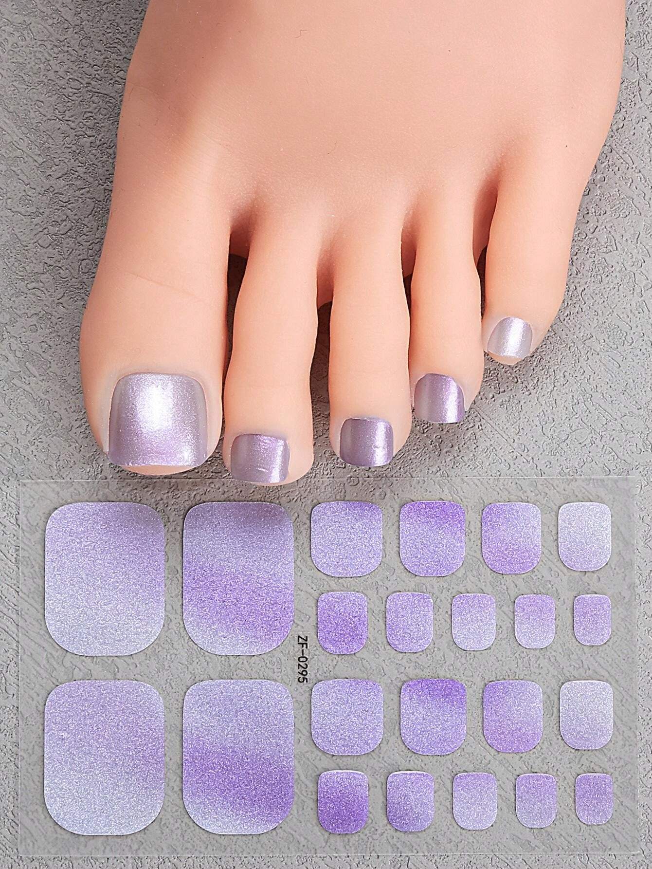 22pcs Shiny 3D Metallic Toe Nail Strips, Spring/Summer Polarized Purple ...