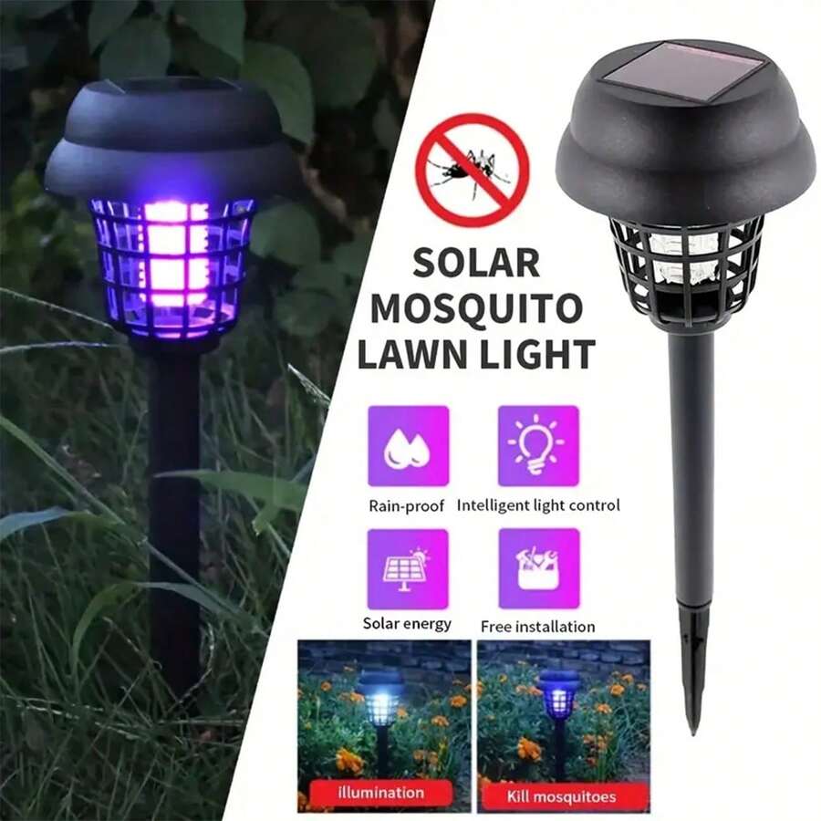 Solar Powered Mosquito Killer Lamp, 2 Modes (White Light And Purple ...