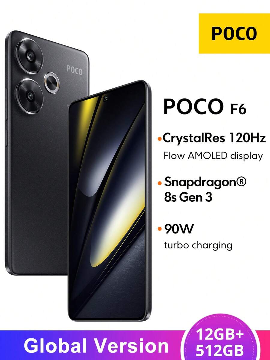 POCO F6 5G Global Version 12GB+512GB Smartphone Snapdragon 8s Gen 3 ...