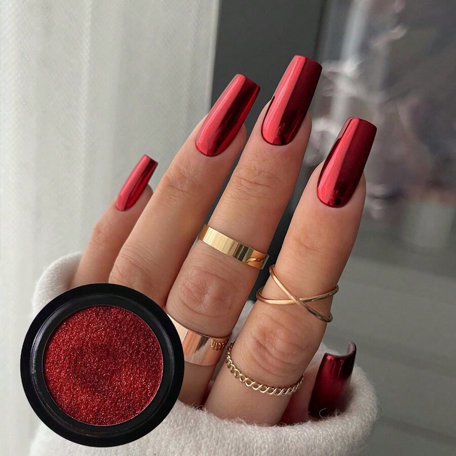 1 Pc Red Chrome Nail Powder For Gel Polish Nail Art Decoration,Resin ...