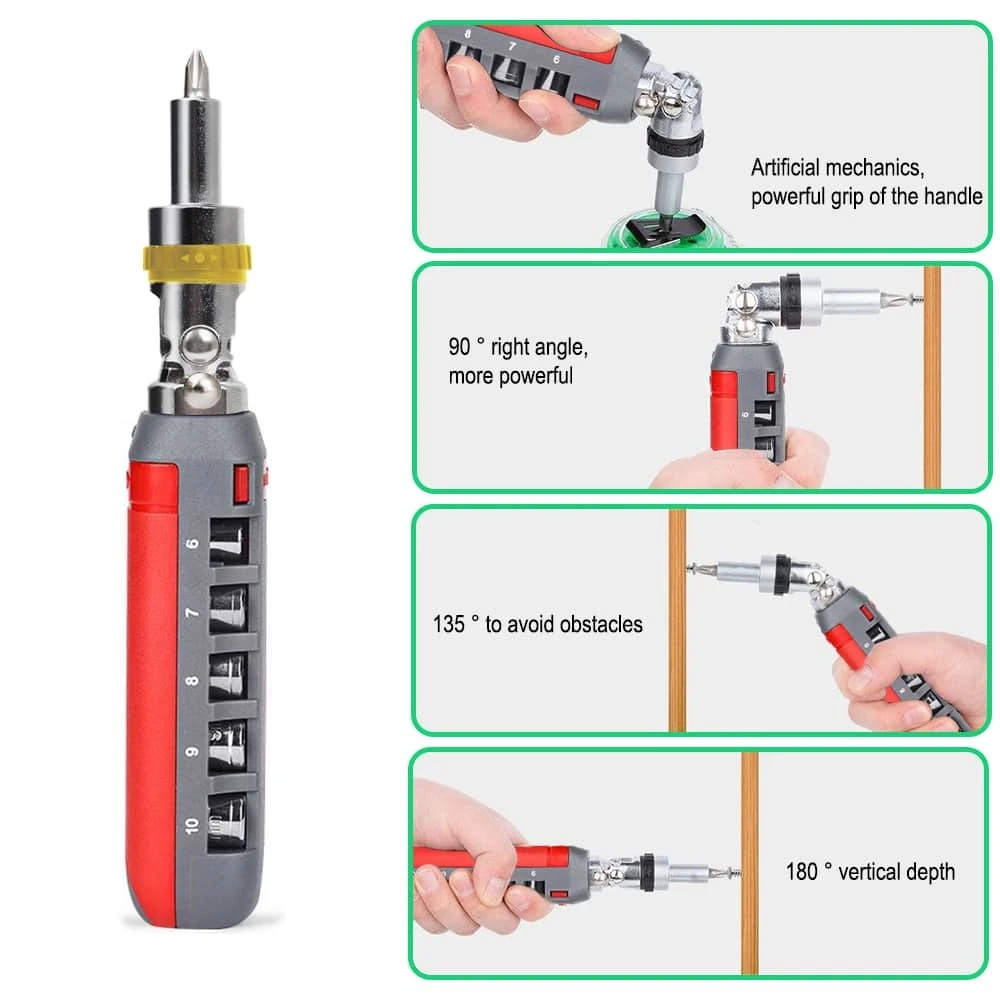 Ratcheting Screwdriver Multi Bit Screw Driver 14-In-1 Tool Ratchet Screwdriver Set Flat Head ...