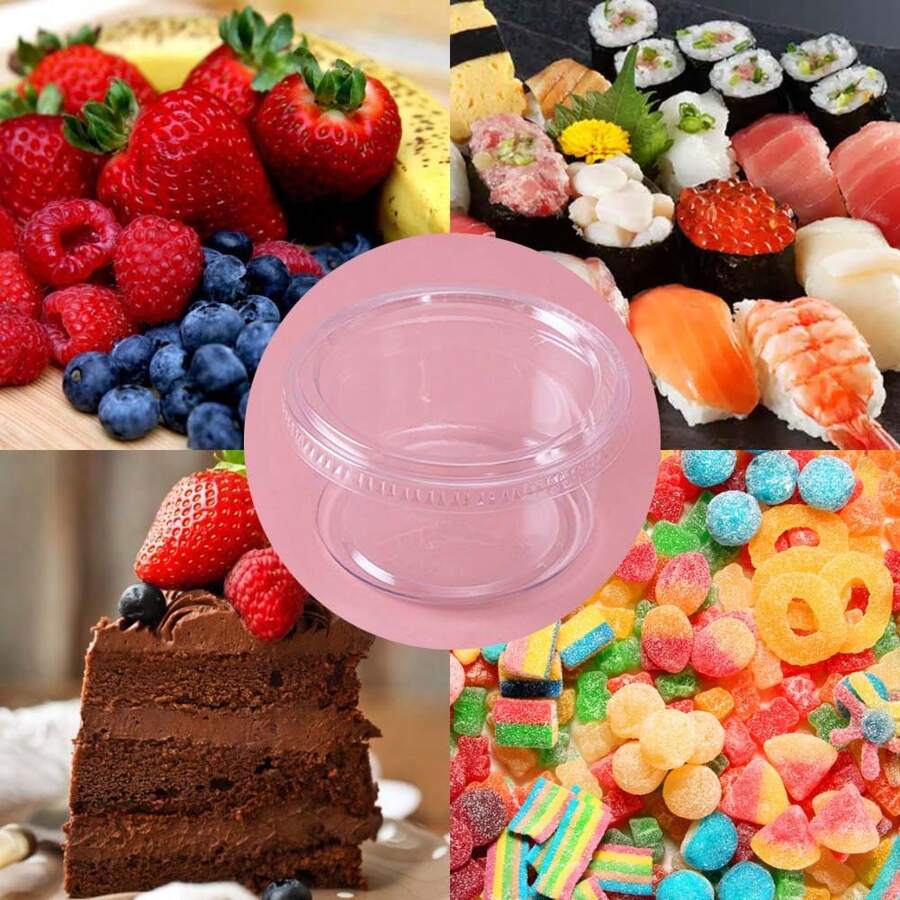 50/25pcs Disposable Plastic Pudding Cups With Lids, Sauce Cup Jelly Cup ...