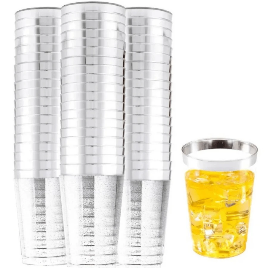 Shimmering Plastic Cups, Clear Plastic Cups, Glittery Cups - Perfect ...