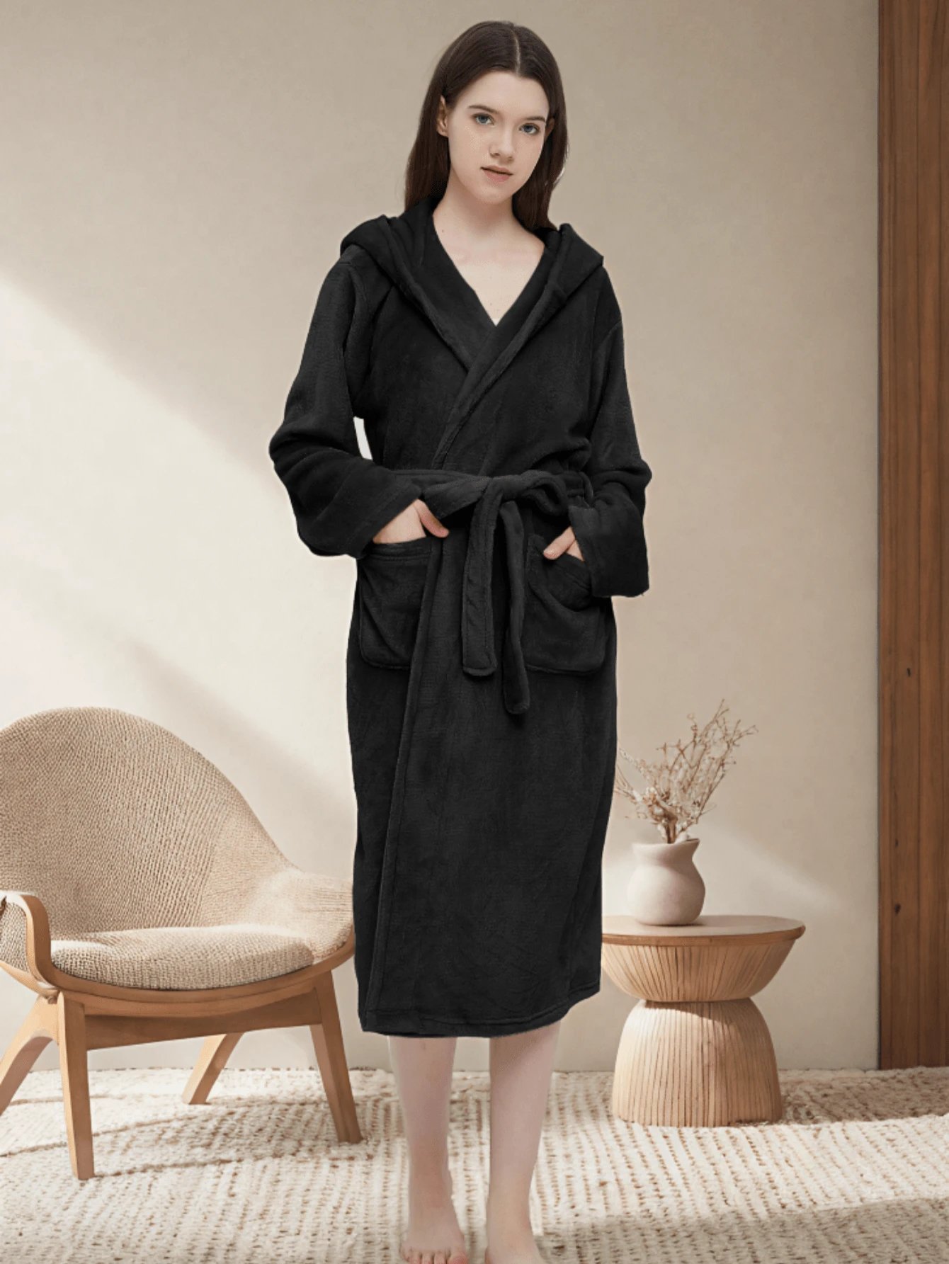 One Flannel Couples Hooded Bathrobe | SHEIN UK