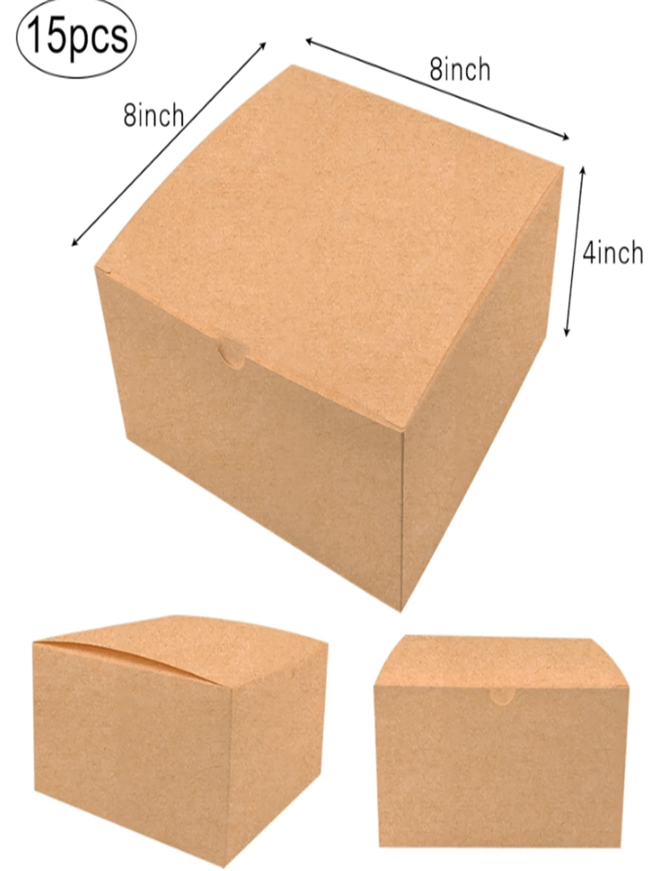 15pcs Gift Boxes, 8x8x4 In Brown Gift Box, Kraft Paper Gift Boxes With ...
