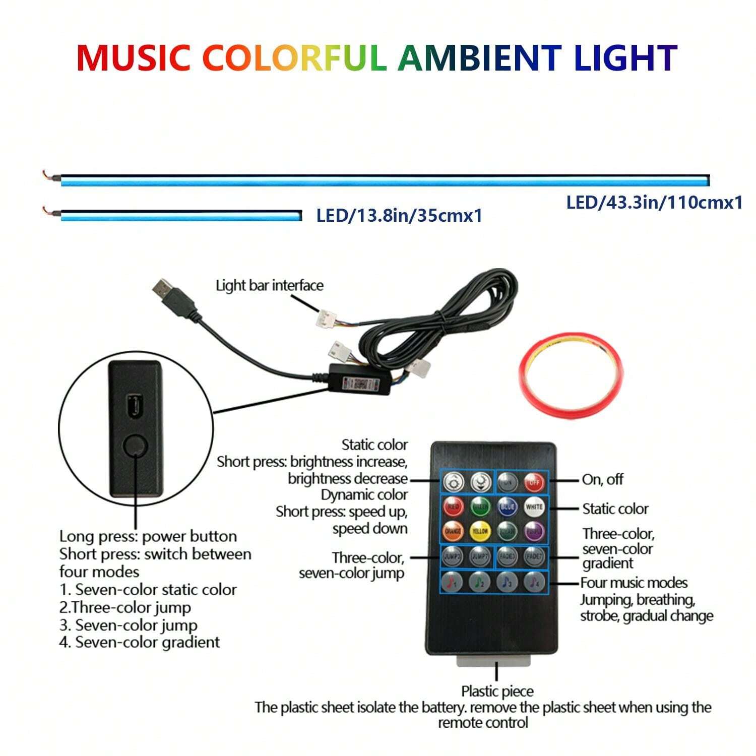 LED 64 Farben RGB Symphony Auto Ambient Licht Streamer Innere versteckte Acryl Anleitung ...