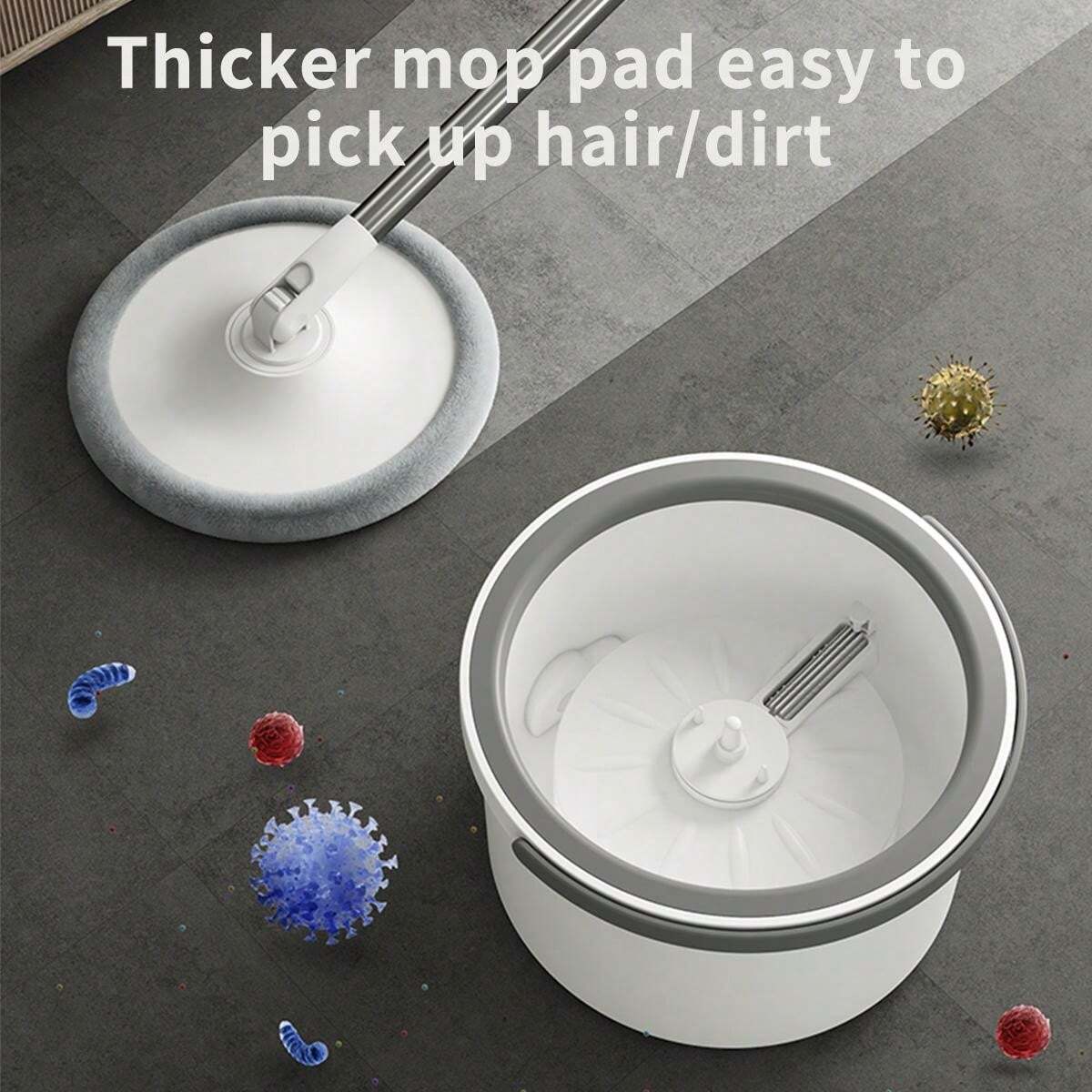 1pc Spin Mop & Bucket Set, With Rotatable ABS & Stainless Steel Mop ...