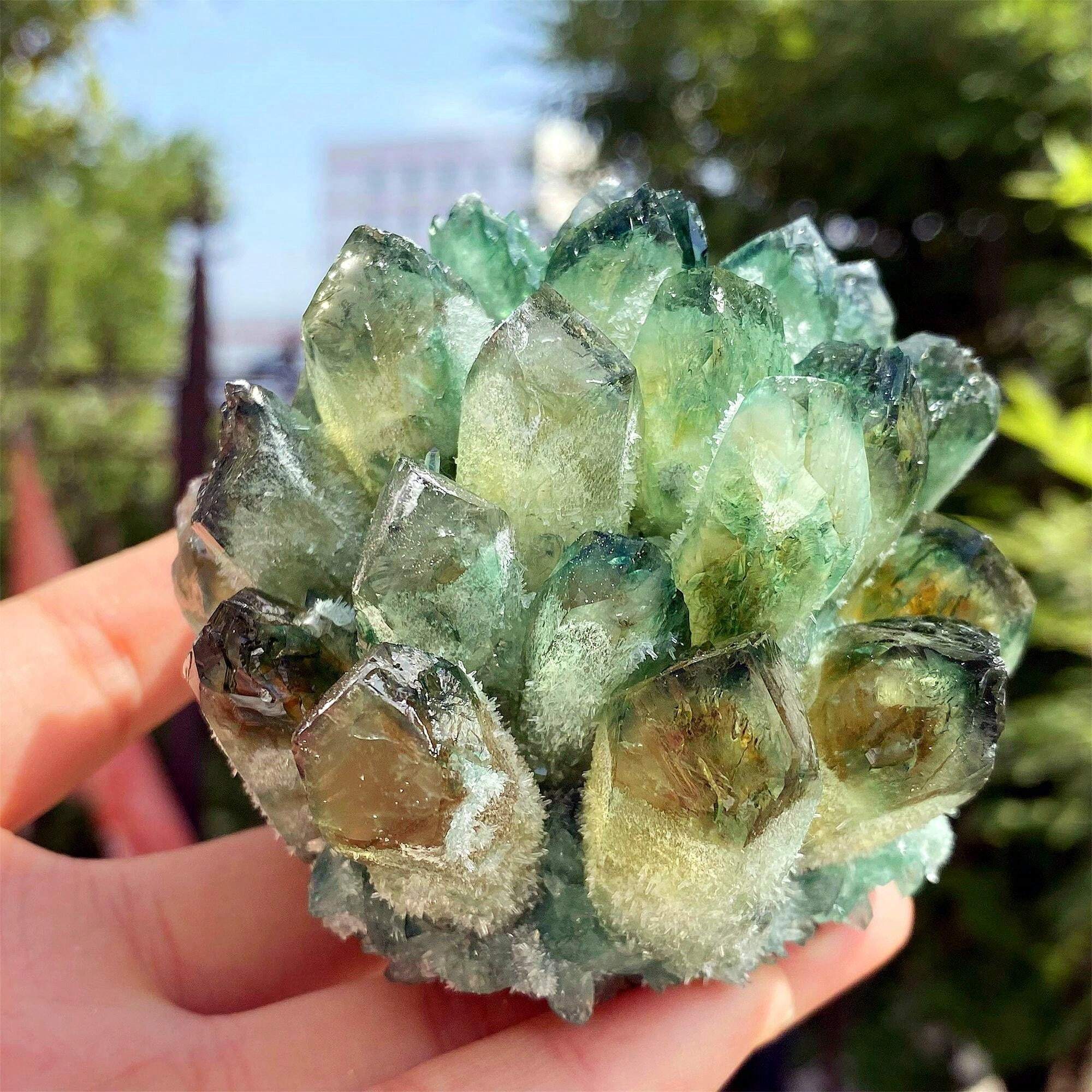 1pc Yellow-Green Crystal Cluster, Quartz Crystal Cluster, Mineral ...