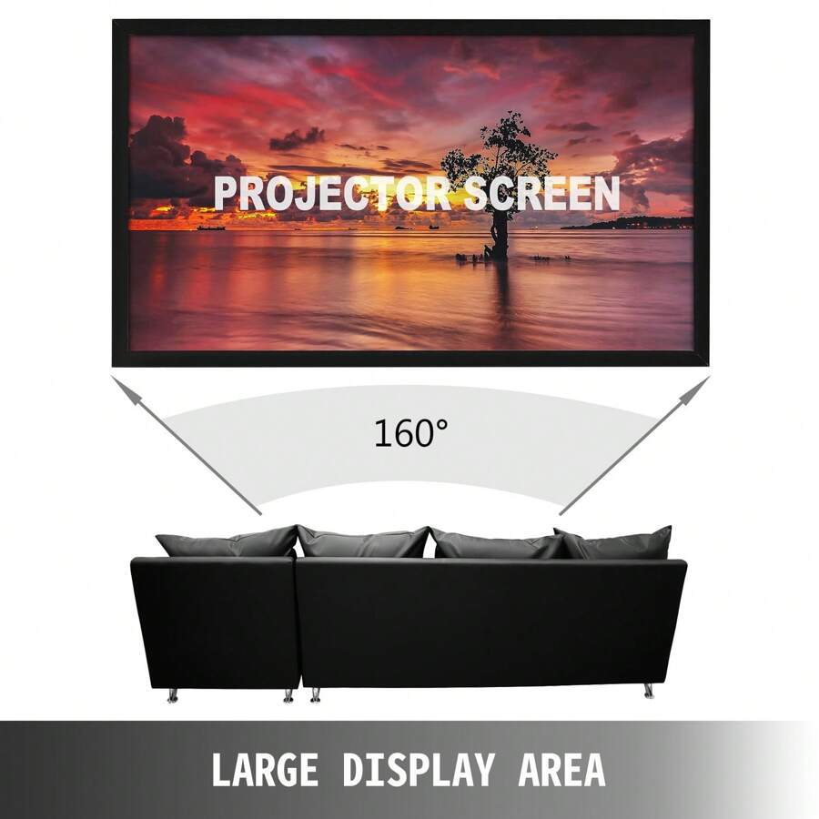VEVOR Projection Screen 120inch 16:9 Movie Screen Fixed Frame 3D ...