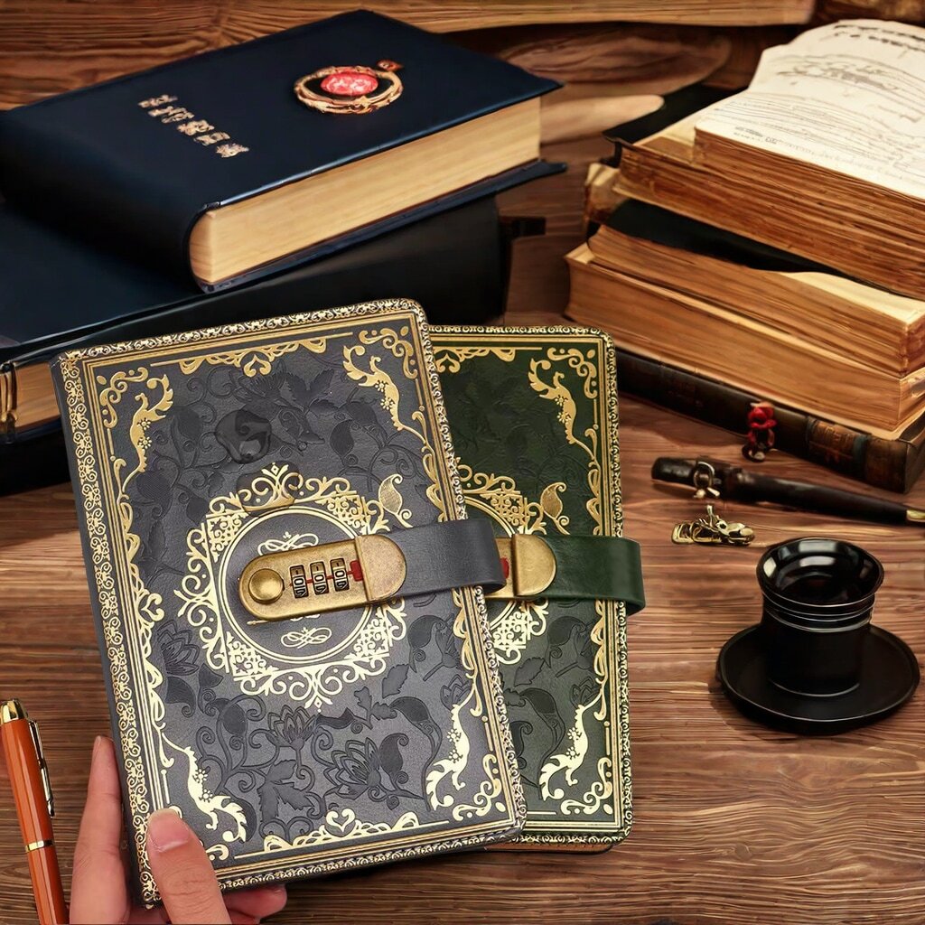 A5 Vintage Password Book, Locked Notebook, Thickened Creative Ledger ...