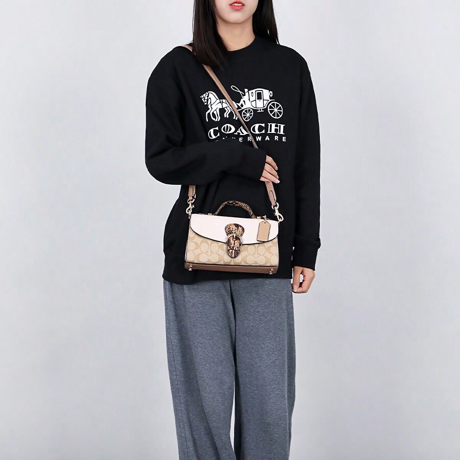 Coach Kleo 24 Shoulder Crossbody Bag With Top Handle Bump Pebblestone ...