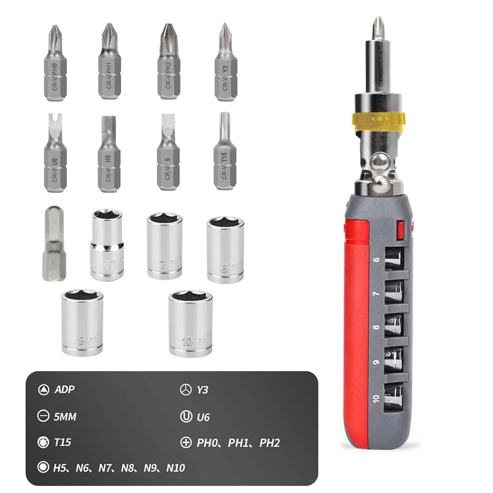 Ratcheting Screwdriver Multi Bit Screw Driver 14-In-1 Tool Ratchet Screwdriver Set Flat Head ...