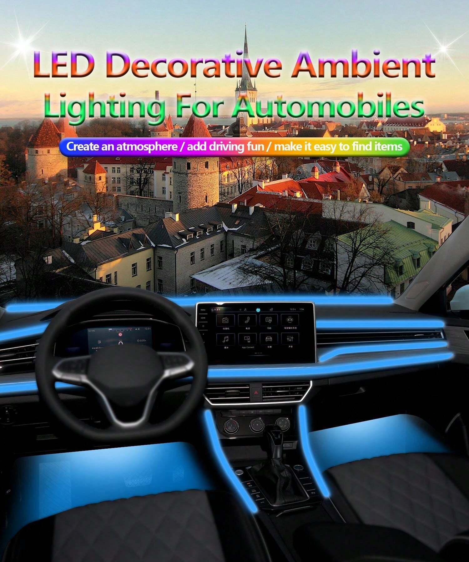 LED 64 Farben RGB Symphony Auto Ambient Licht Streamer Innere ...