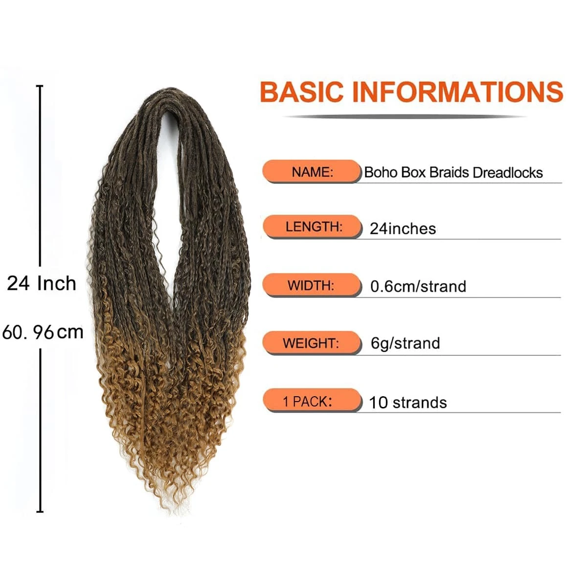 Ombre Yellow 1Pack (1 Pack Of 10 Pieces) Boho Dreadlocks Synthetic Boho ...