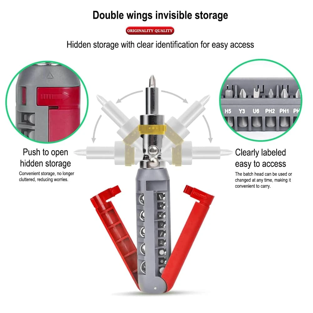 Ratcheting Screwdriver Multi Bit Screw Driver 14-In-1 Tool Ratchet ...