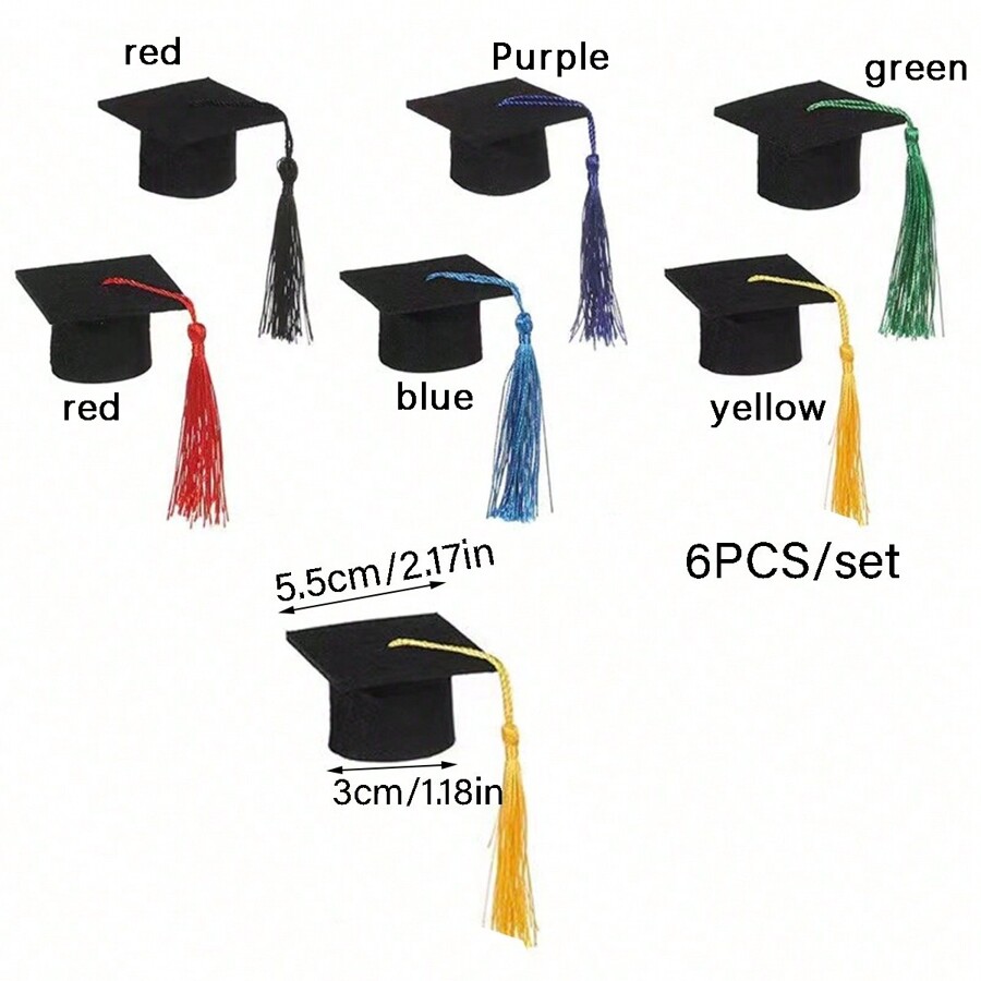 6PCS Felt Mini Doctoral Hat, Suitable For Decorating Wine Bottles ...