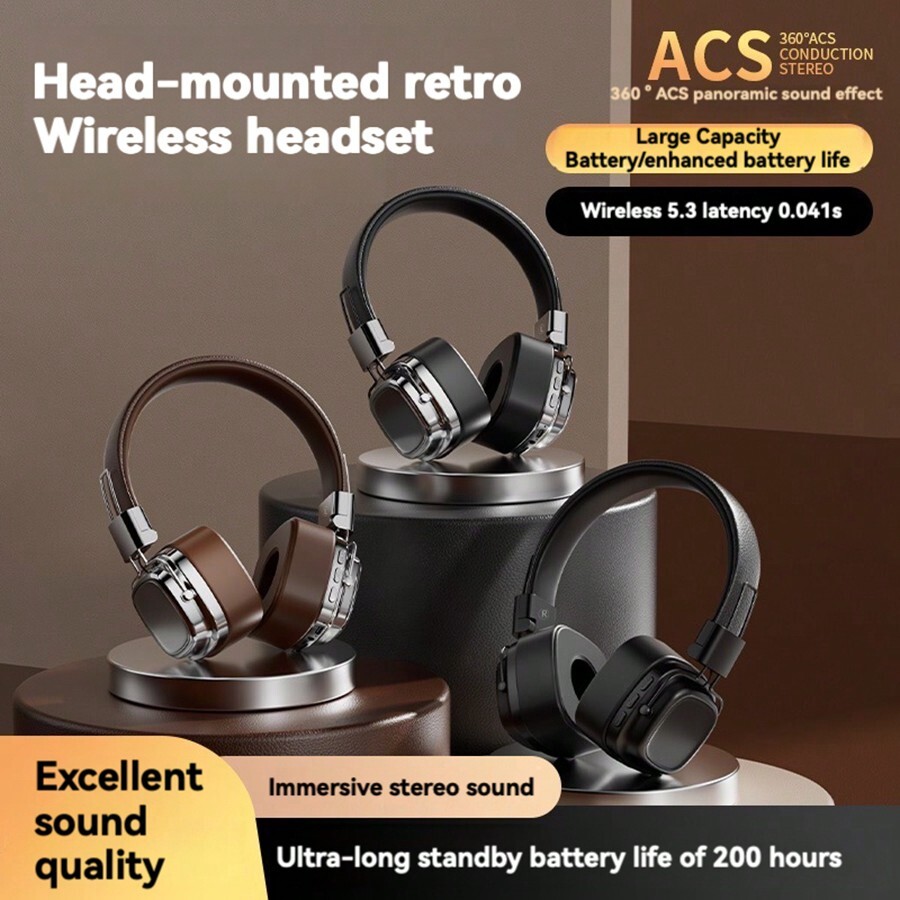 Retro Wireless Over Ears Headphones Wireless 5.3 Wireless Headphones ...