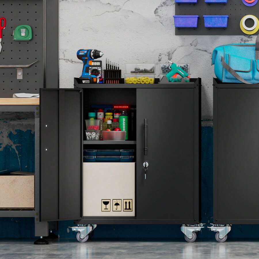 2 Door Tool Cabinets For Garage, Rolling Tool Chest, Garage Storage ...