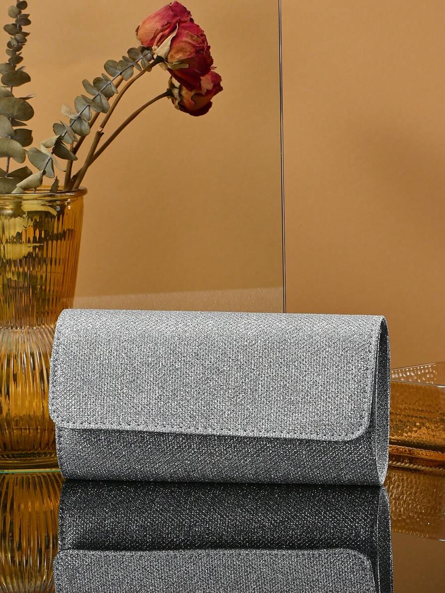 A Silver Ring Handle Evening Bag With Chain Strap, Studded With ...