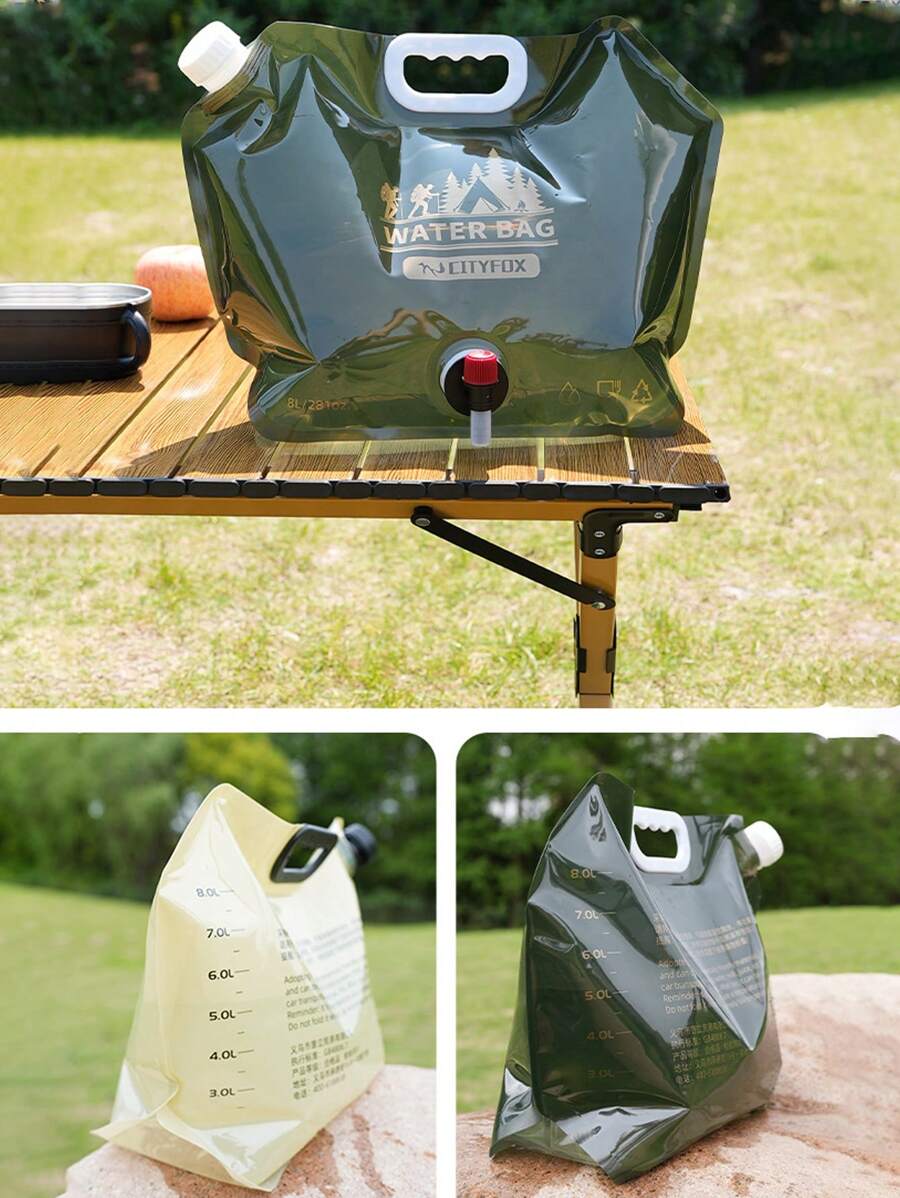 1pc 8L PVC Outdoor Water Storage Bag With Tap Valve, Portable Folding ...