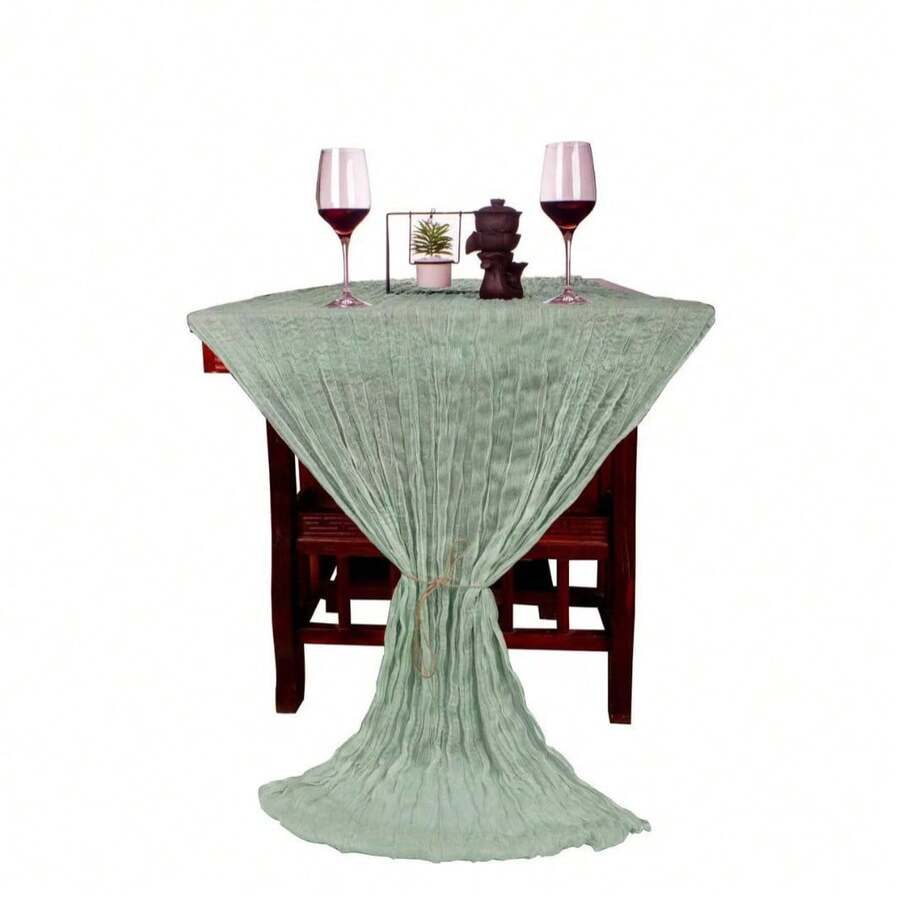 1pc Semi-Transparent Crinkle Voile Table Runner In Purple-Red, Cheese ...