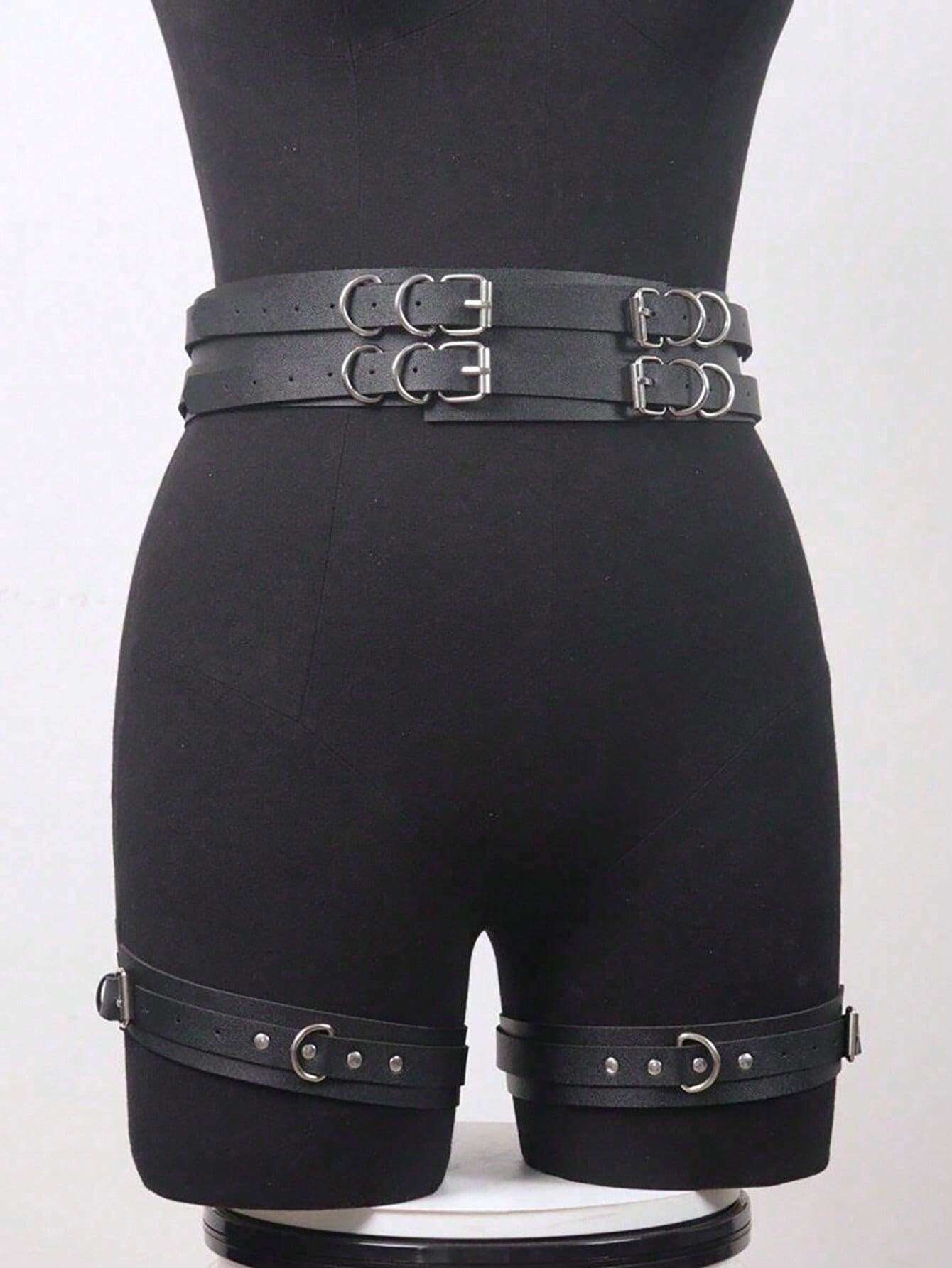 European And American Style Women's Leather Straps Bandage Waist Thigh ...