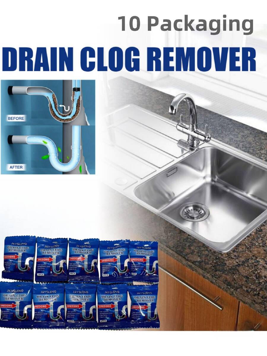 Jaysuing Drain Blockage Removal Tablets, 10 Packs Unblock Sewer Pipe ...