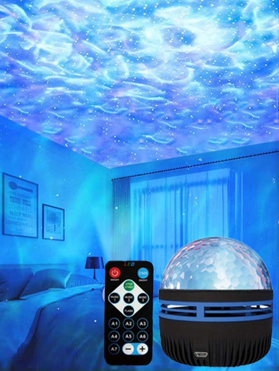 LED Water Ripple Aurora Projector With Colorful Remote, USB Powered ...