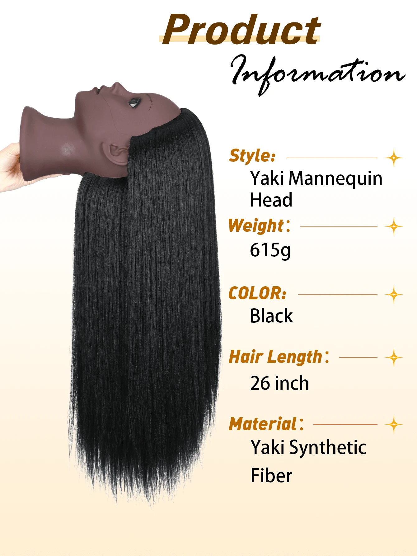 26 Inch Slicked Back Hair Teaching Head Cosmetology Mannequin Head ...