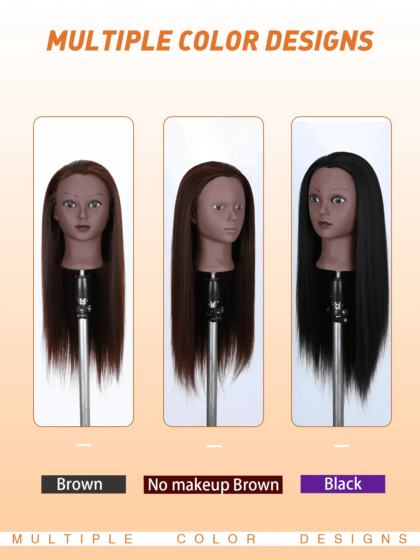 26 Inch Slicked Back Hair Teaching Head Cosmetology Mannequin Head ...