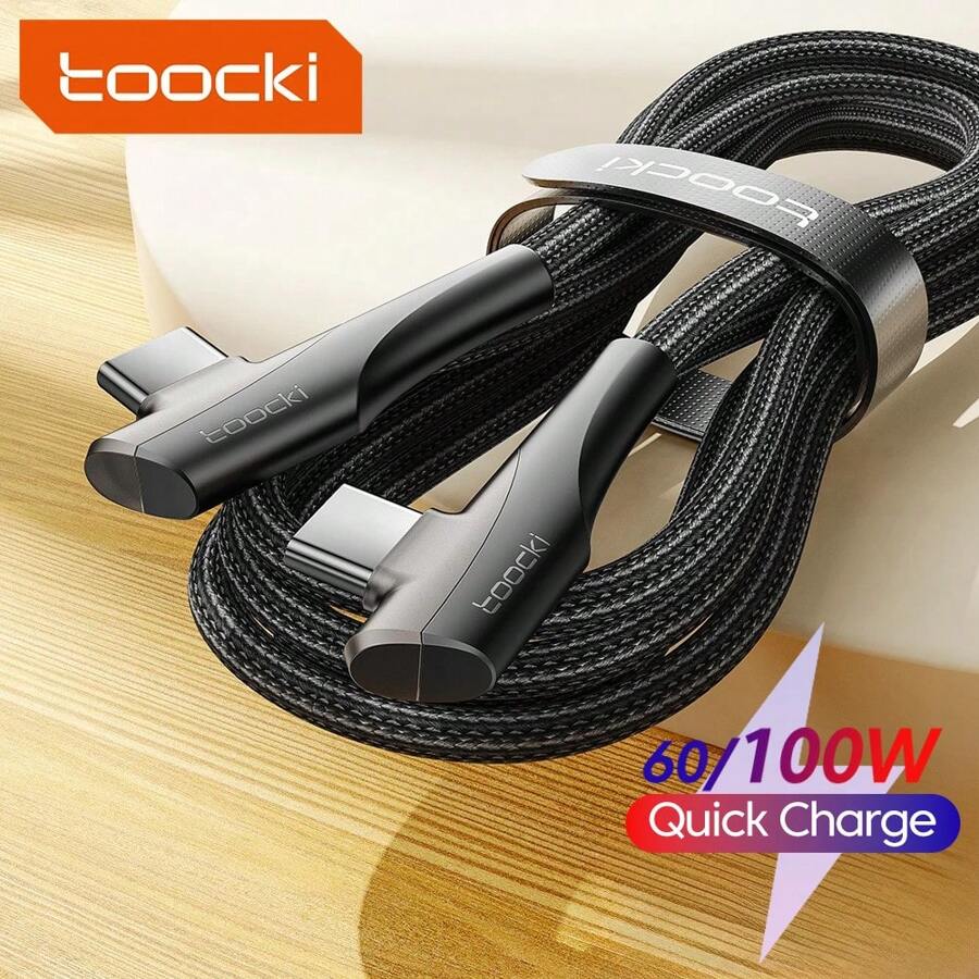 Toocki Cable USB-C a USB-C de 90 grados Toocki, doble codo 60W / 100W ...