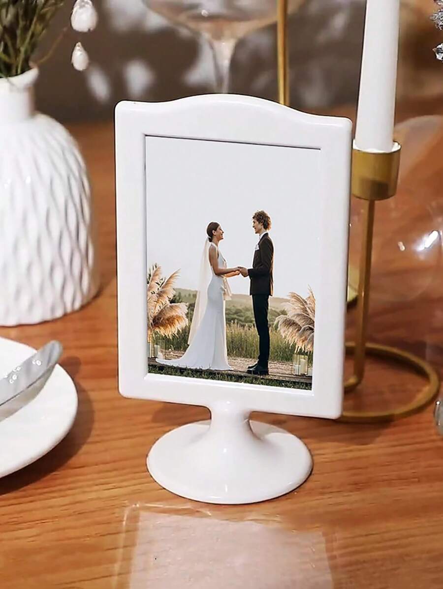 1pc White Double Sided Standing Picture Frames Pedestal Photo Frame 4 X ...