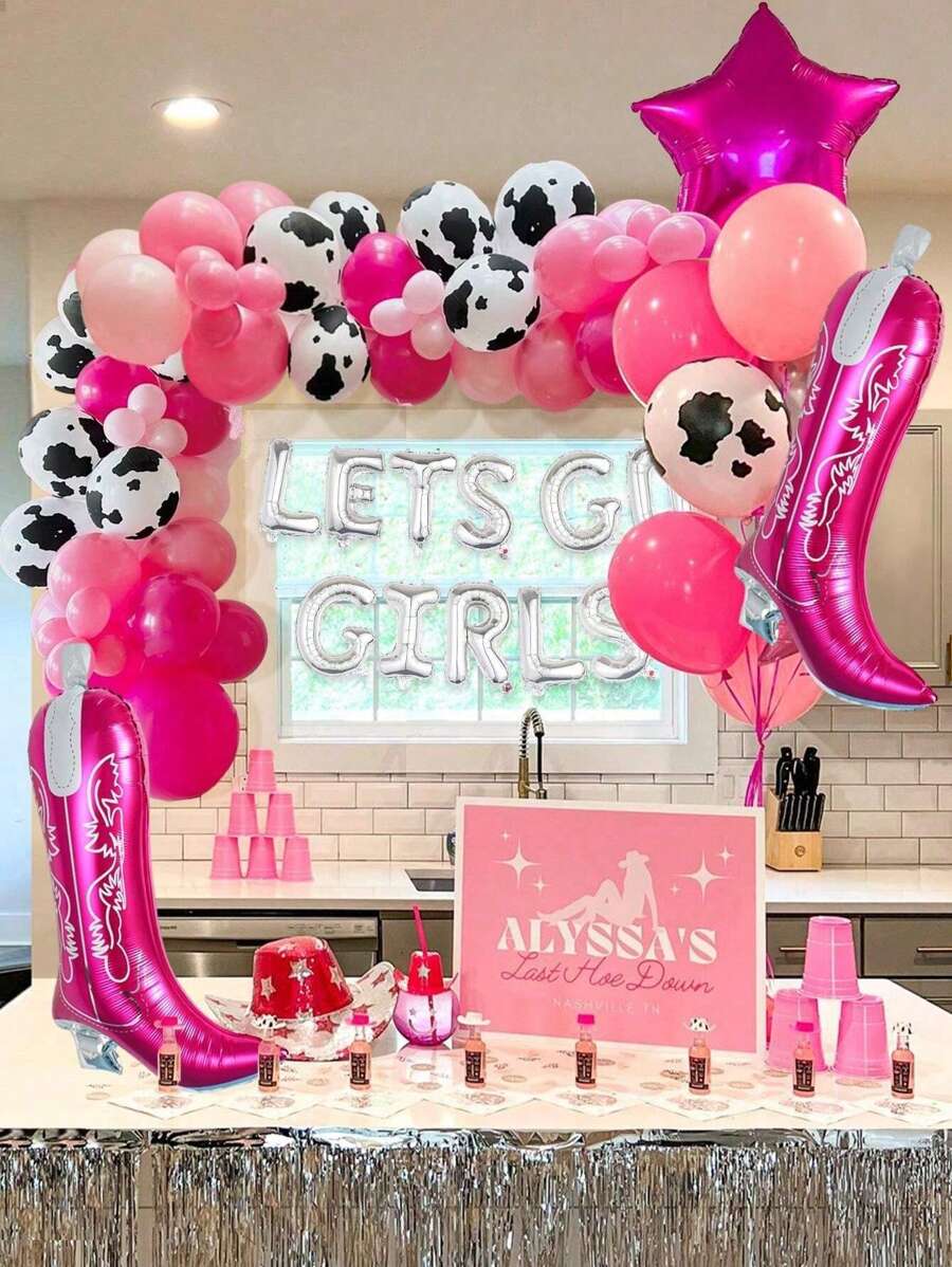 Pink Cowgril Balloons Party Supply Cowgril Boot Balloons Decoration ...