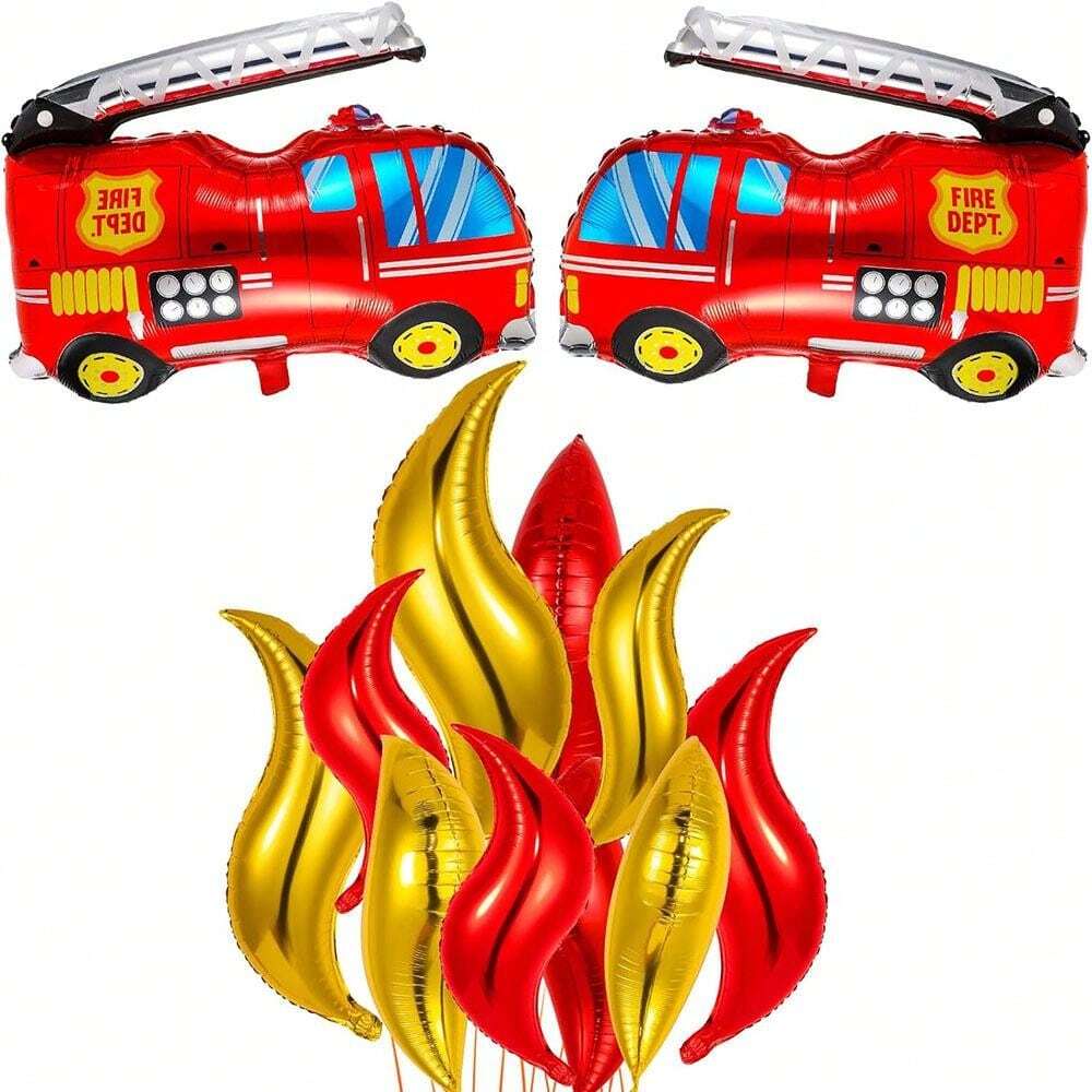 Red Yellow Black Balloon Arch, Fire Truck Balloon Garland For ...