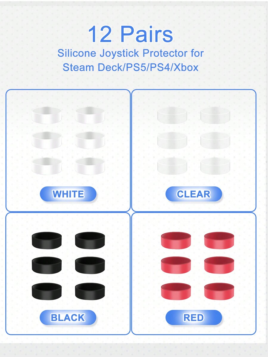 24pcs/Set Silicone Joystick Grip Cover, Compatible With SteamDeck/PS5 ...