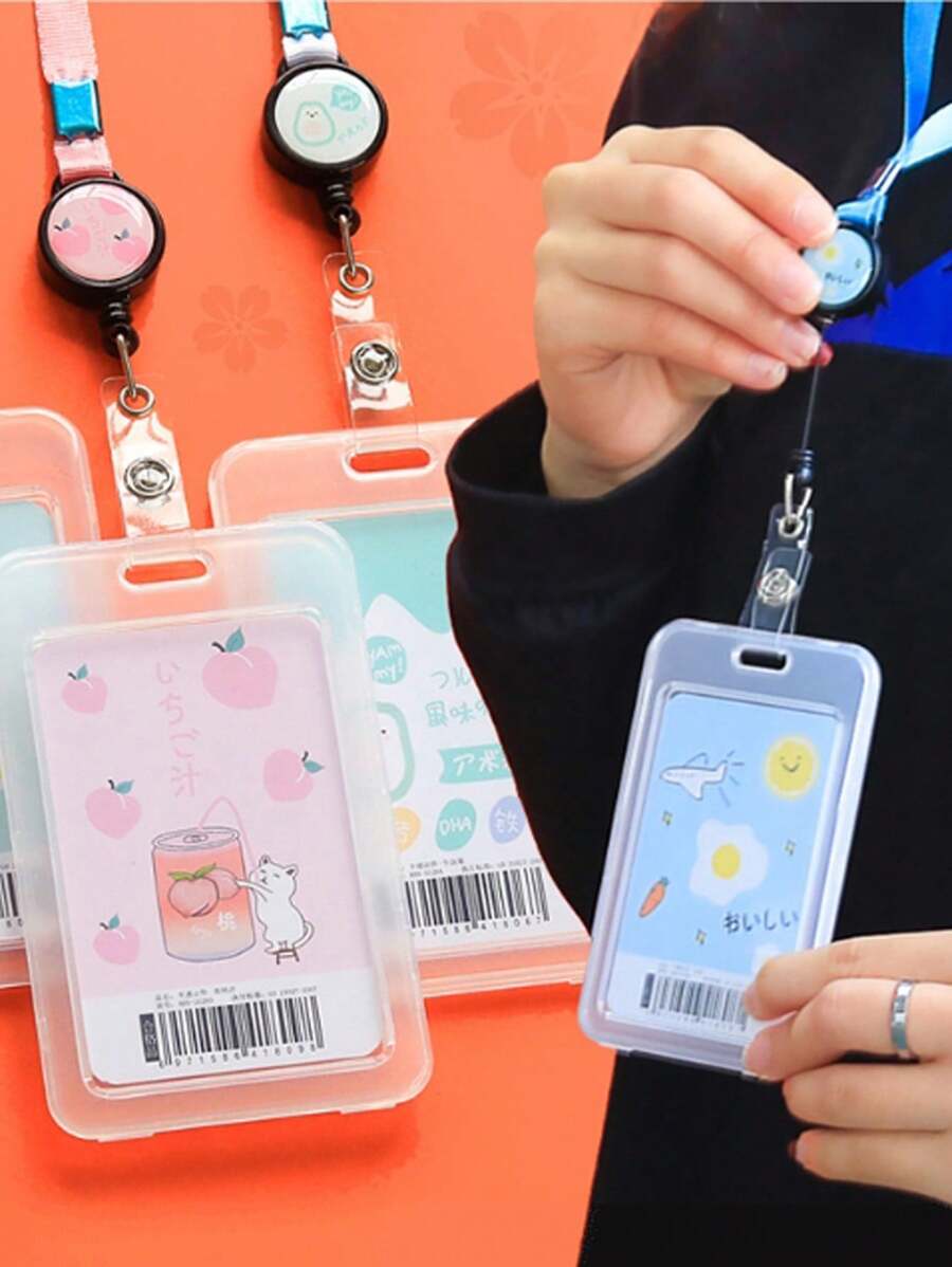1/2pcs Transparent Card Holder With Lanyard, Suitable For Student ID ...