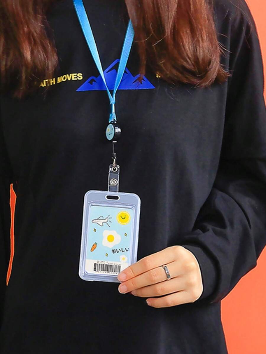1/2pcs Transparent Card Holder With Lanyard, Suitable For Student ID ...